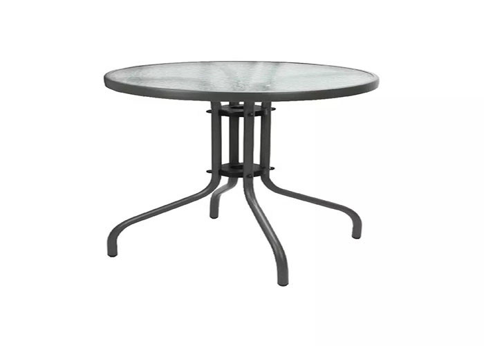 Round Steel 5mm Tempered Glass Table For Outdoor Garden 60 X 60 X 71cm