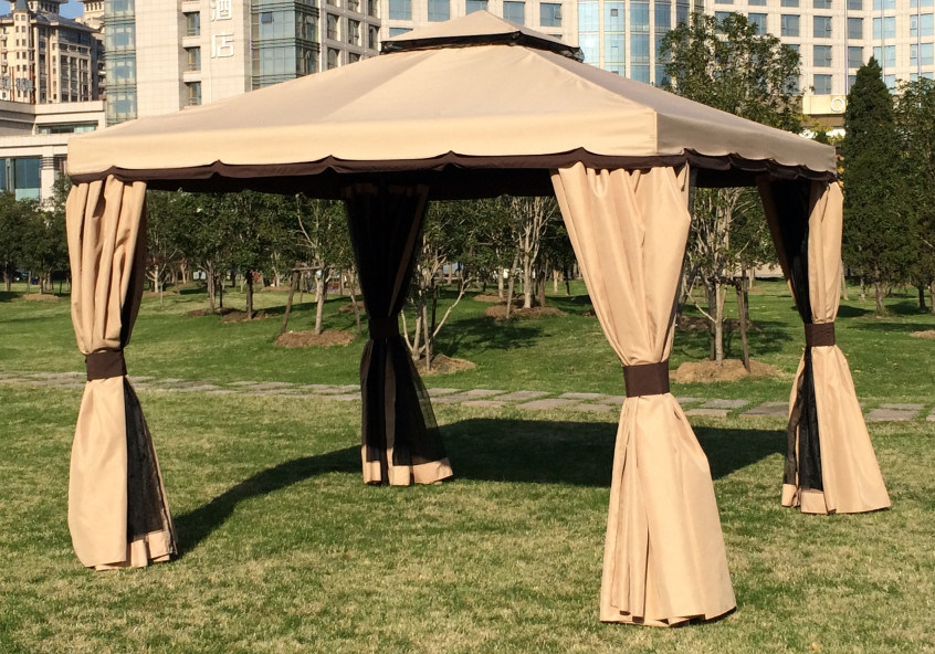 Aluminum Roman Canopy Outdoor Gazebo With Double Flap 3 X 3 X 2.6M
