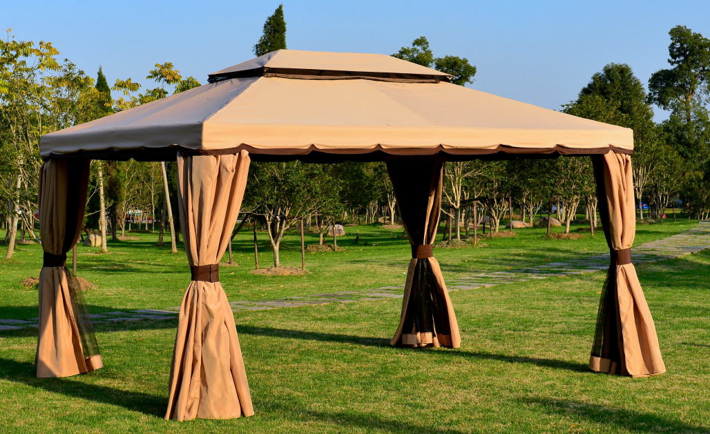 Aluminum Double Flap Family Camping Roman Canopy Gazebo Outdoor 3 x 4m